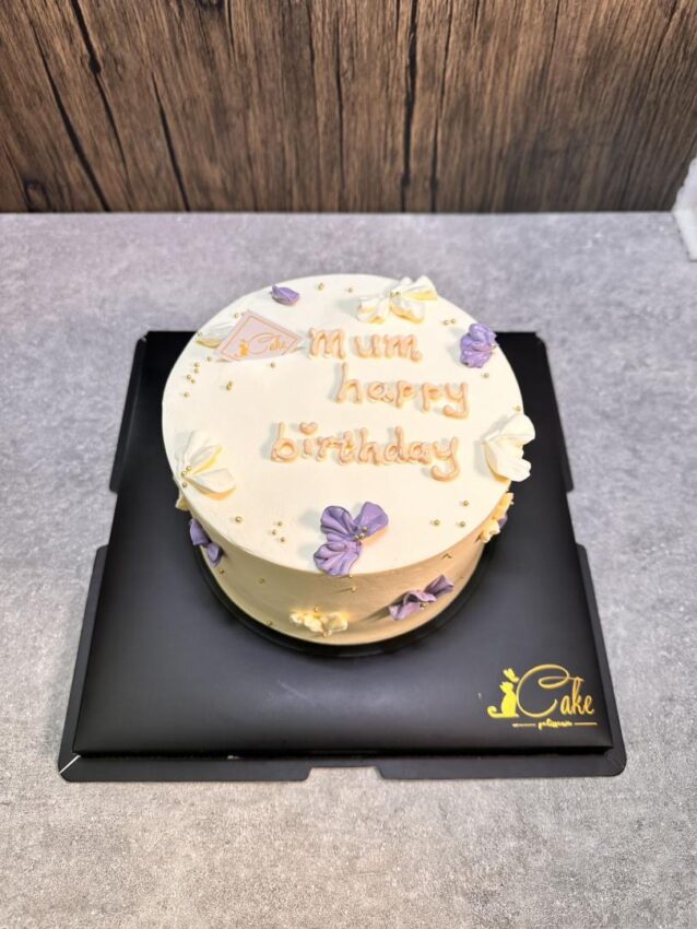 Exquisite Violet Flower Wording Cake - Unique Floral Designs at iCake ...