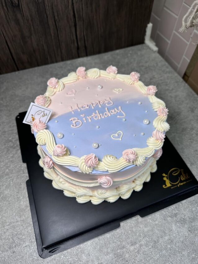 Exquisite Violet Pink Flower Wording Cake | iCake Melbourne - iCake ...