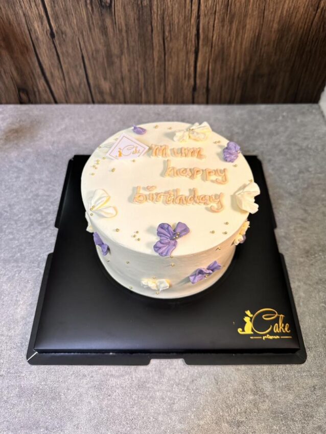 Exquisite Violet Flower Wording Cake - Unique Floral Designs at iCake ...