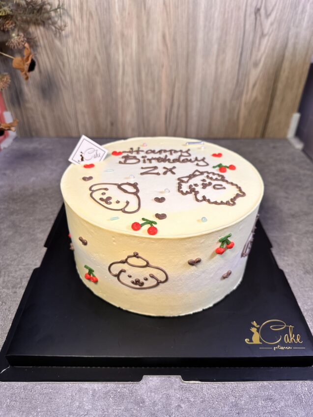 Custom Pom Pom Purin Drawing Cake | Hand-drawn Sanrio Character Cake ...
